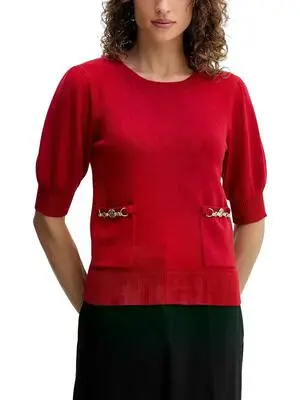 FRACOMINA Side-pocket Puff-sleeve T-shirt - Red