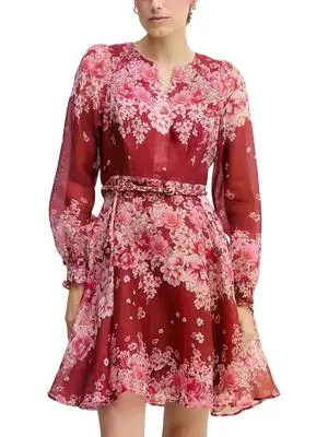 Hale Bob Violetta Floral-print Belted Mini Dress - Red
