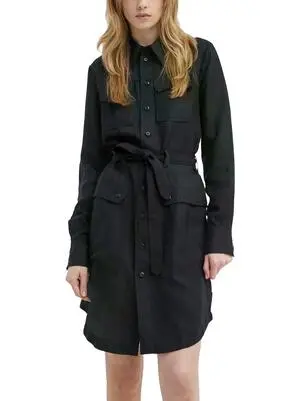 G-star Raw Button-up Belted Mini Dress - Black