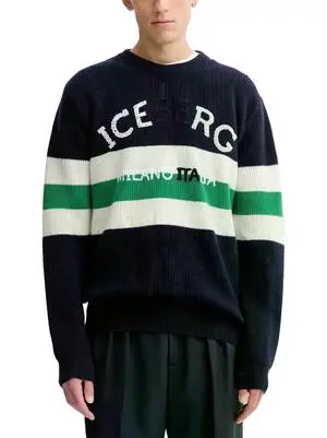 Iceberg Intarsia Striped Sweater - Blue