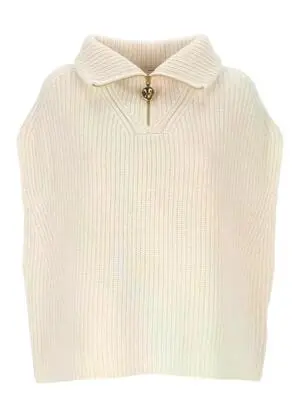 JOSEPH Half-zip Funnel-neck Top - Neutrals