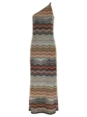 Missoni Sequin Chevron One-shoulder Dress - Neutrals