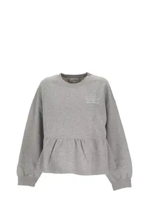 GANNI Crew-neck Ruffled Sweatshirt - Grey