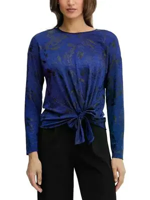 Joseph Ribkoff Floral Print Tie-detail Top - Blue