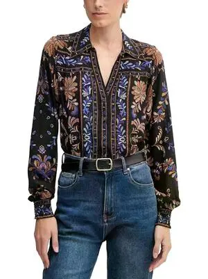 Hale Bob Avalynn Floral-print Blouse - Black
