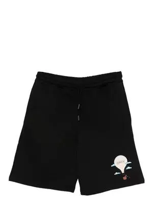 FLANEUR Aéronautique Graphic Drawstring Shorts - Black