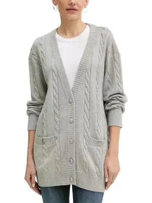 Guess Cable-knit Button Cardigan - Grey