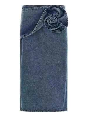 Magda Butrym Floral Denim Skirt - Blue