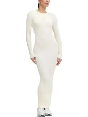 Guess Long-sleeve Ribbed Knit Maxi Dress - White