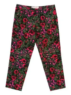 Marni Flower-print Trousers - Black