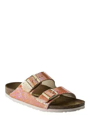 BIRKENSTOCK Arizona Reptile Effect Leather Flip-flops - Pink
