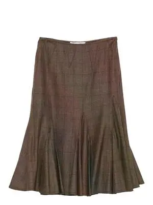 Dior Check-pattern Midi Skirt - Brown