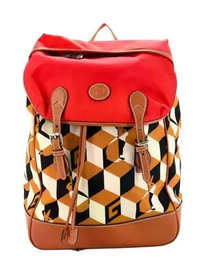 Gucci Interlocking G Patch Flap Buckle Printed Nylon Backpack - Multicolour