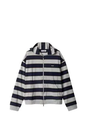 Miu Miu Striped Zip-up Hoodie - Blue