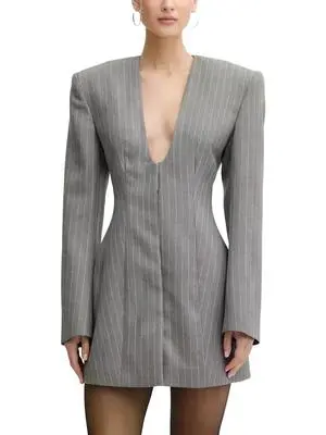 LA MANIA Selvie Pinstripe V-neck Dress - Grey