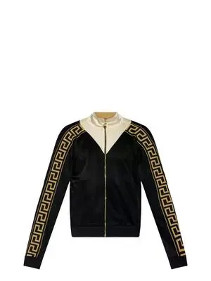 Versace Geometric Pattern Zip-up Sweatshirt - Black