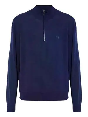 Etro Zip-up Logo-detail Sweater - Blue