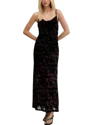 GESTUZ Floral-pattern Maxi Dress - Black