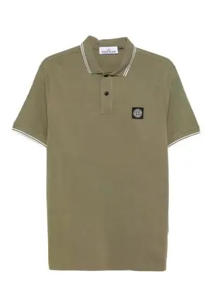 Stone Island Stripe-trim Polo Shirt - Green