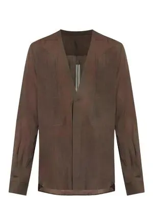 Rick Owens V-neck Long-sleeve Shirt - Brown