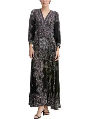 Hale Bob Belen V-neck Maxi Dress - Black