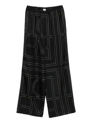 TOTEME Monogram Silk Trousers - White