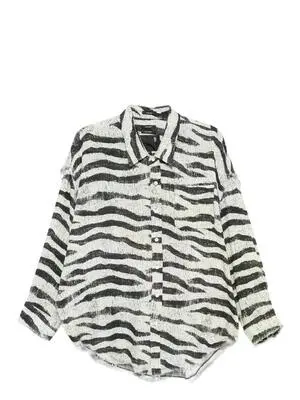 R13 Zebra Frayed Shirt - White