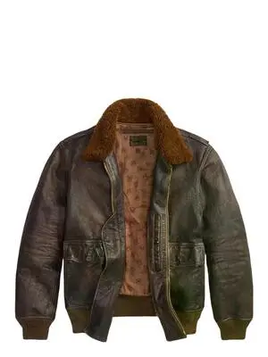 Ralph Lauren Shearling-collar Leather Jacket - Brown