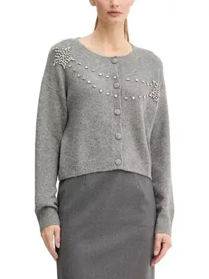 FRACOMINA Stone-embellished Button-front Cardigan - Grey