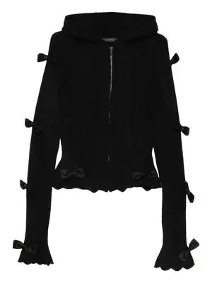 Balenciaga Bow-embellished Zip-up Cardigan - Black