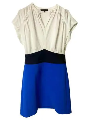 Maje Colour Block Belted Dress - Blue