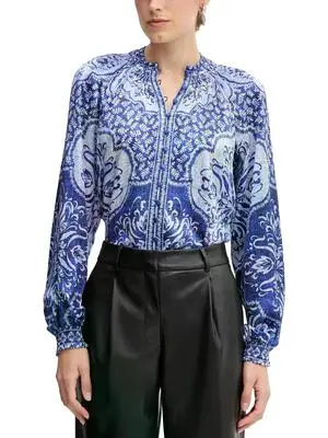 Hale Bob Marianna Printed Button Top - Blue