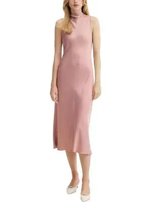 FRACOMINA Rear-bow High-neck Midi Dress - Pink