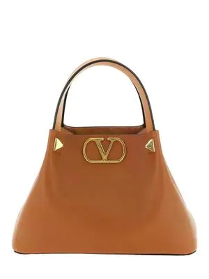Valentino Garavani Studded V-logo Leather Tote Bag - Brown