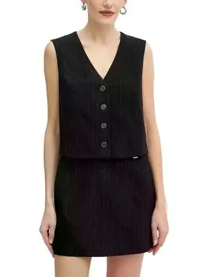 Guess Pinstripe Button Top - Black