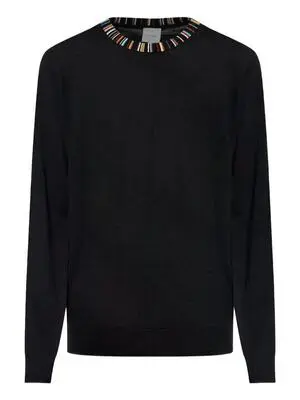 Paul Smith Striped-detail Crew-neck Sweater - Black