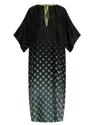 Casablanca Printed Silk Maxi Dress - Black