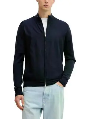HACKETT Zip Mock-neck Cardigan - Blue