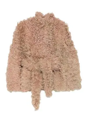 Nour Hammour Elsa Belted Fur Coat - Neutrals