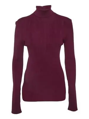 Burberry Roll-neck Rib-knit Top - Purple