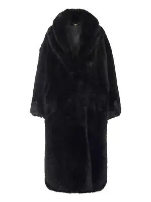 Elisabetta Franchi Fur-effect Collar Coat - Black