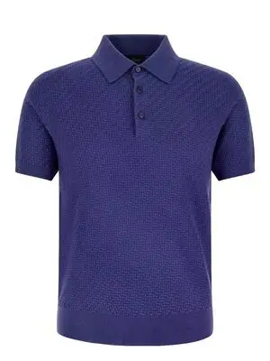 Brioni Textured-weaving Polo Shirt - Blue