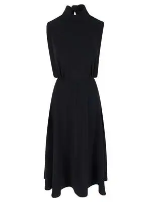 Aspesi Tie-neck A-line Dress - Black