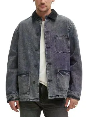 PURPLE BRAND Buttoned Jacket With Corduroy Detail - Blue