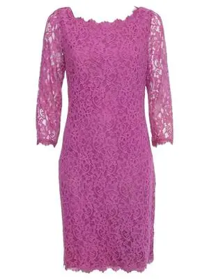 Diane Von Furstenberg Lace Three-quarter-sleeve Dress - Purple
