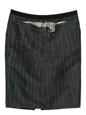 Jean Paul Gaultier Trompe L'oeil Pinstripe Midi Skirt - Grey
