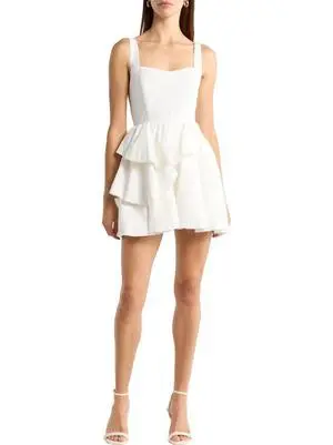 Astr The Label Sheralle Tiered Ruffle Mini Dress - Off White