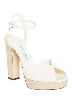 JIMMY CHOO Sacaria Ankle Strap Platform Sandal - Latte Mix
