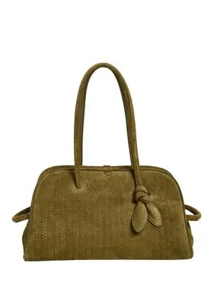 Jacquemus Le Turismo Embossed Suede Bowling Bag - 560 Khaki