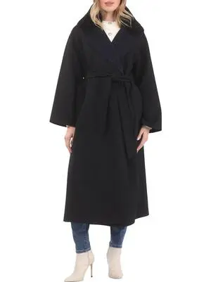 Gorski Reversible Wool Coat With Genuine Shearling Collar - Black/navy/black